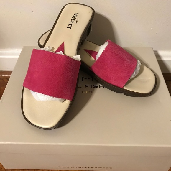 Meucci | Shoes | Meucci Pink Square Toe Slip On Slide Sandal | Poshmark